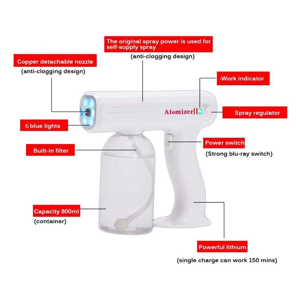 ATOMIZER 800ML Portable Electric Sanitizer Sprayer Blue Light ...