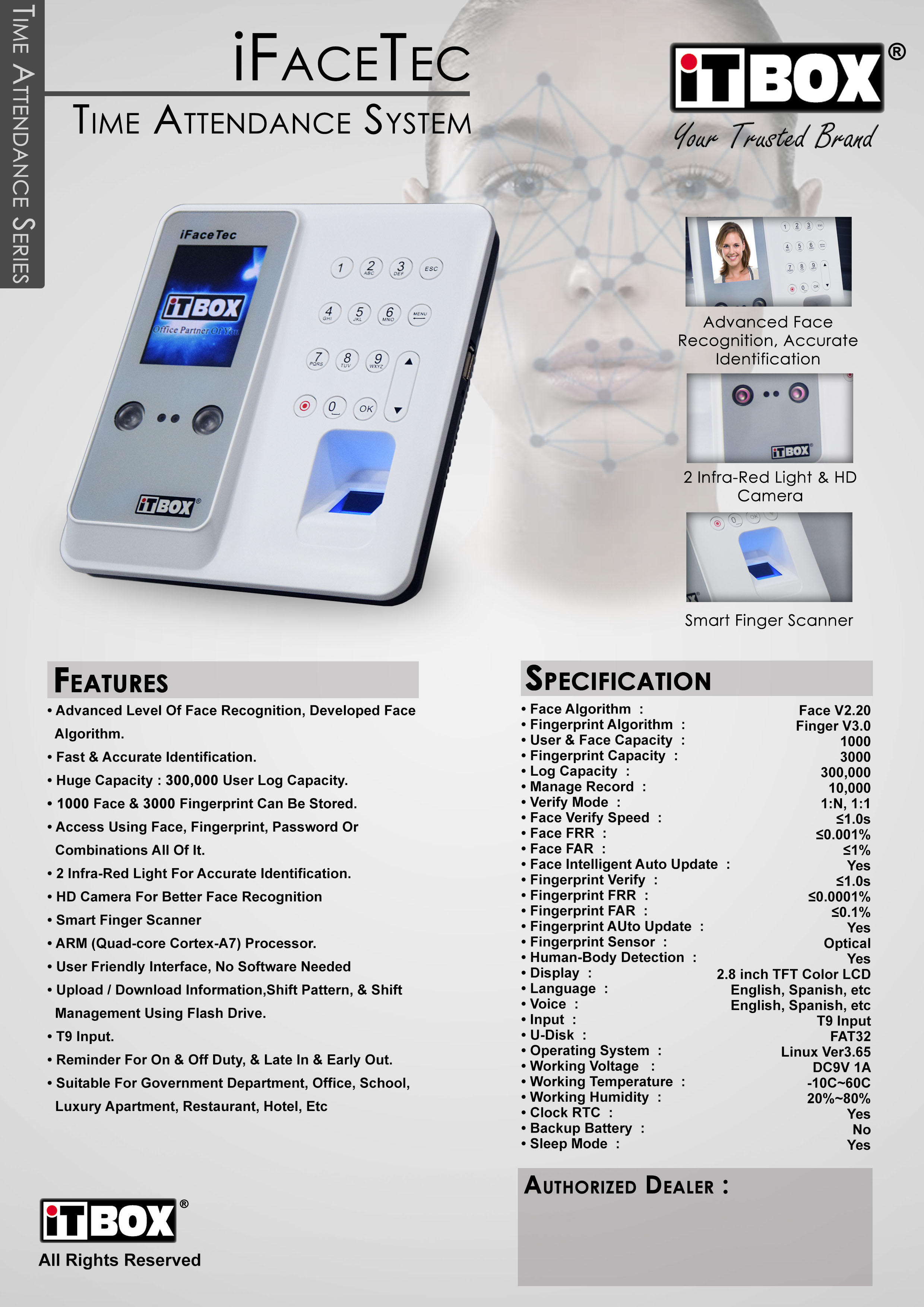 iTBOX iFaceTec Face Recognition & Fingerprint Attendance Machine : Aston