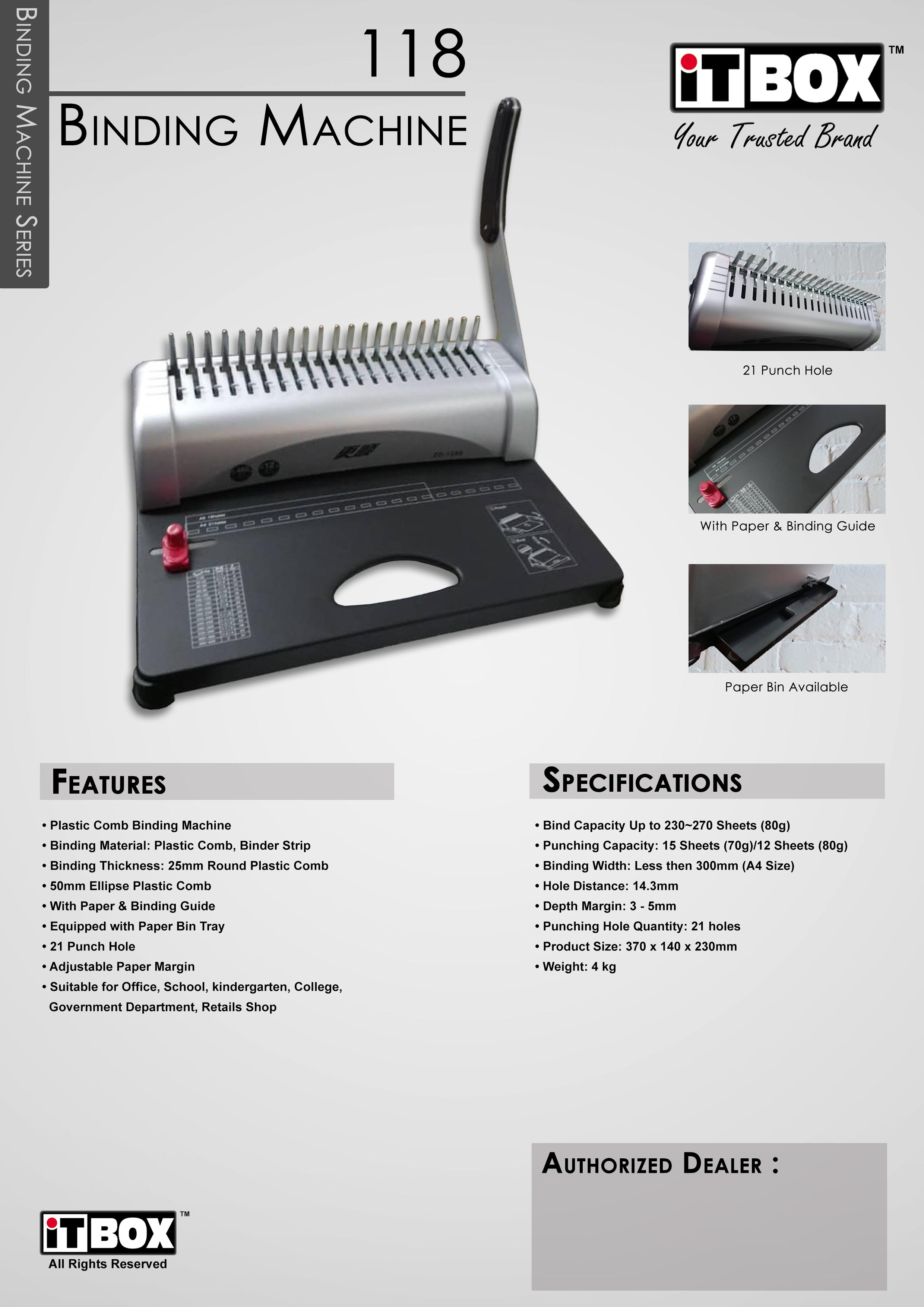 iTBOX Comb Binding Machine 118 : Aston
