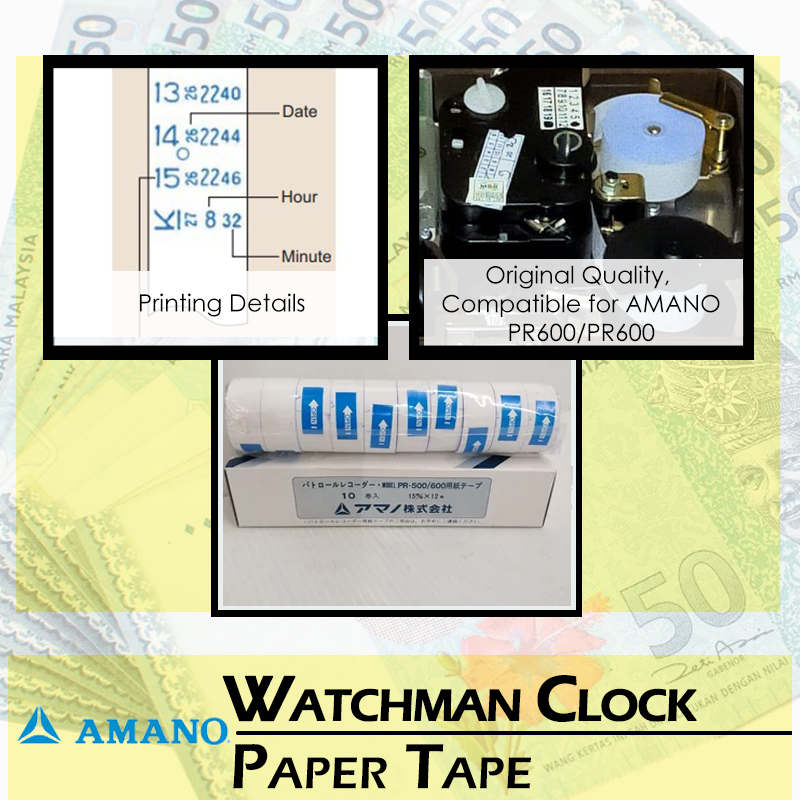 Amano Watchman Clock Paper Tape Paper Roll For Amano PR600 Original : Aston