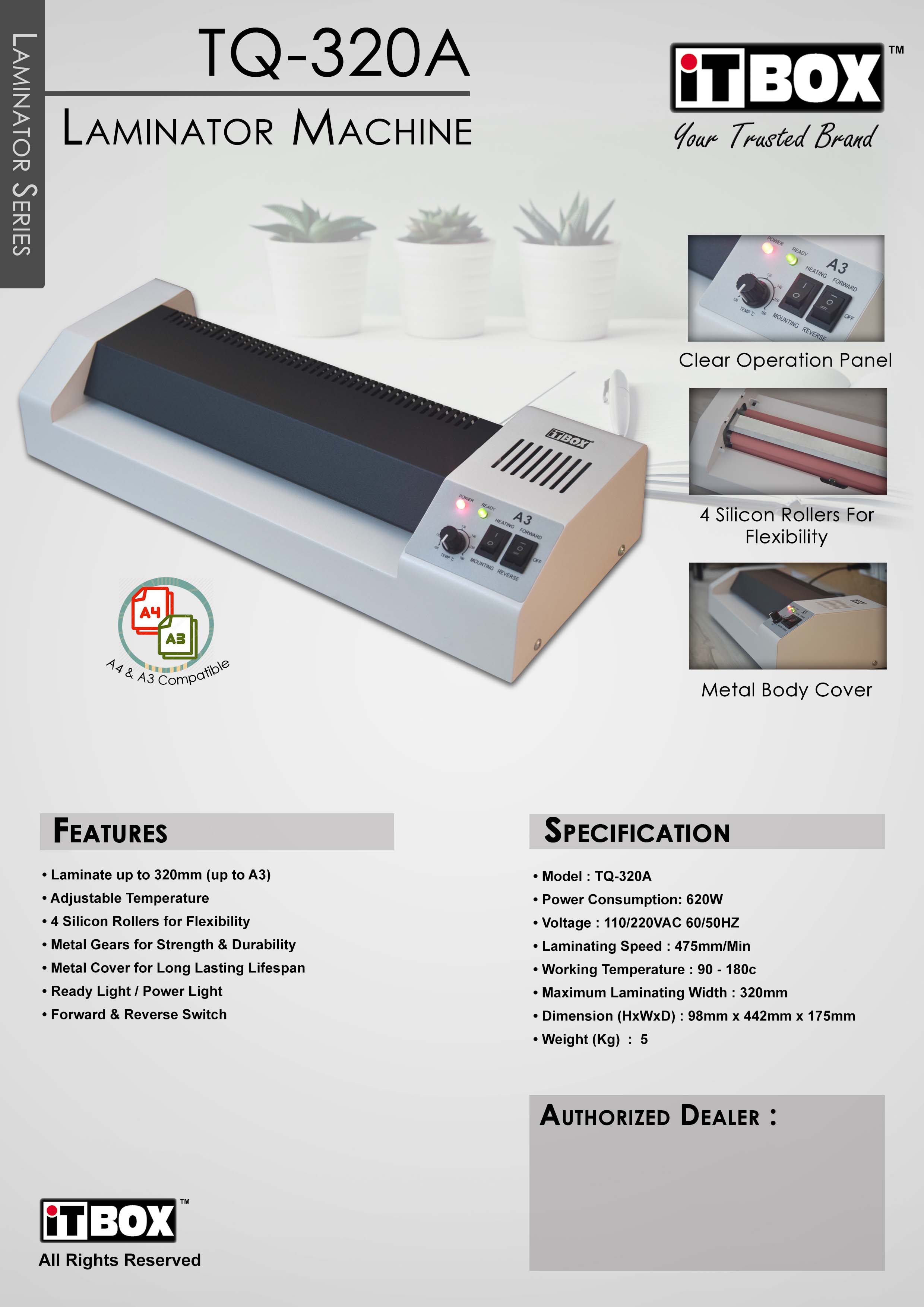 Itbox Laminating Machine A4 A3 Size Tq 320a Laminator Hot