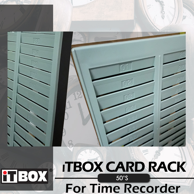 Double Row Time Card Rack 50's Rak Kad Mesin 50 Slots Punch Card Holder ...