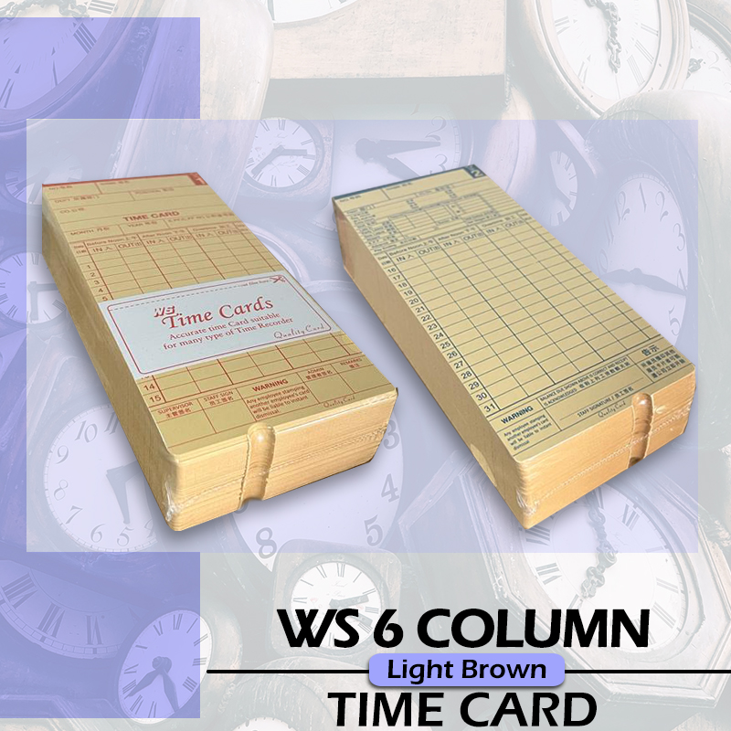 WS 6 Column Time Recorder Time Card 100pcs/Pack (Light brown) : Aston